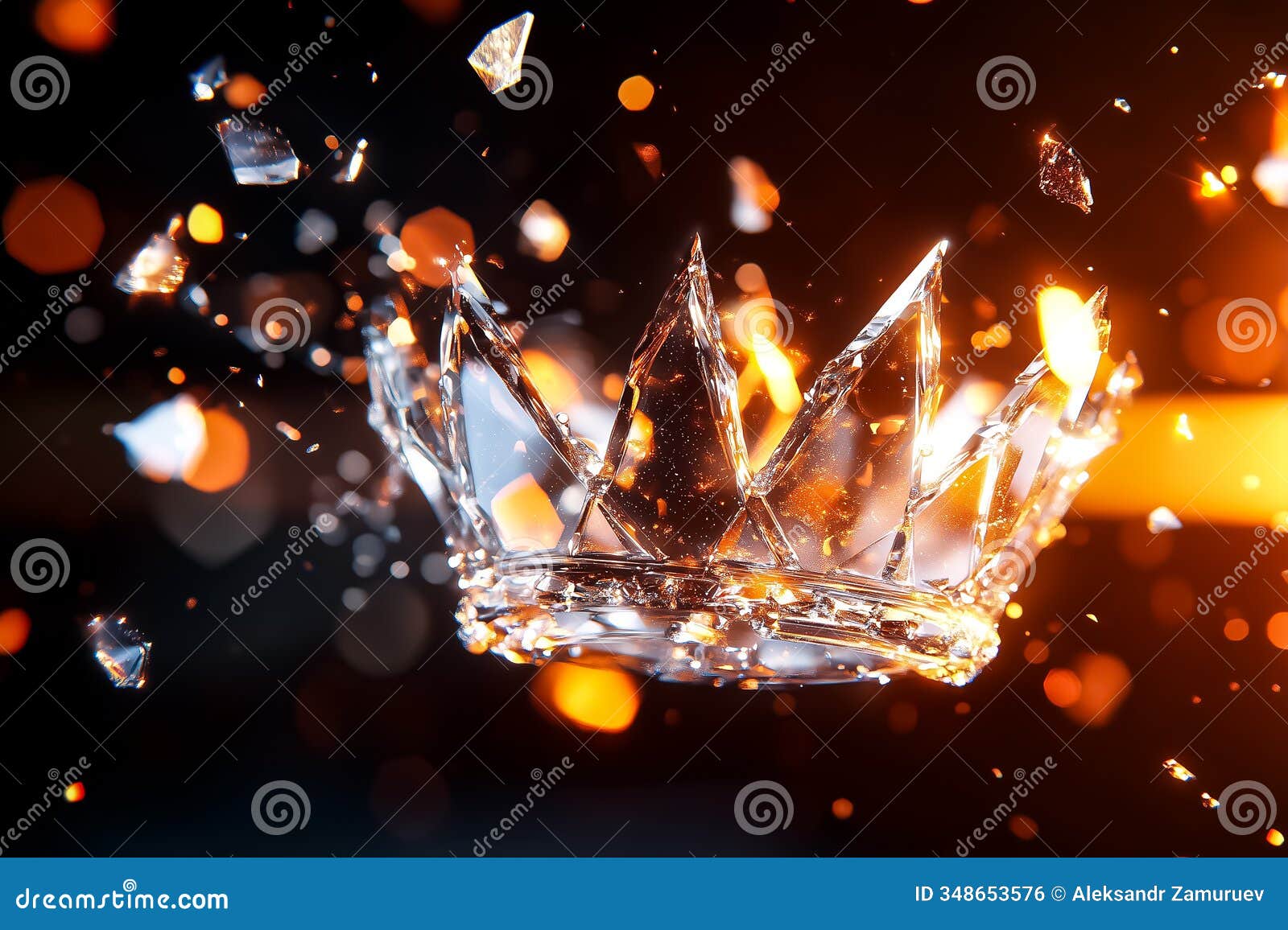 A Broken Crown Suspended in Motion, Surrounded by Sparkling Shards and ...