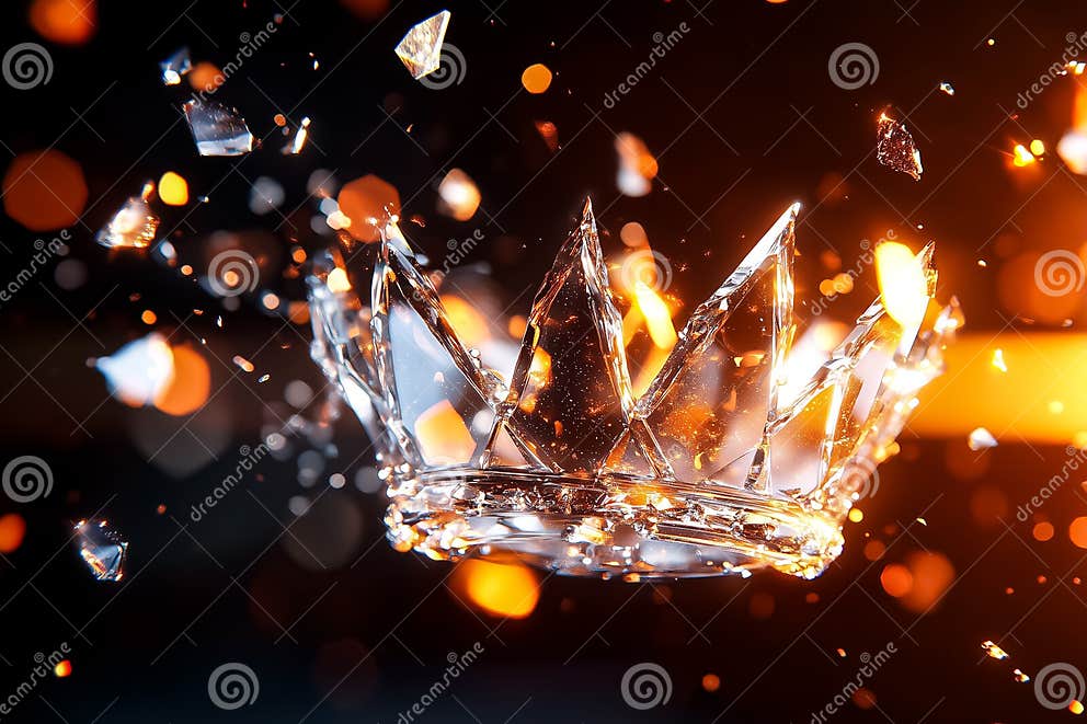 A Broken Crown Suspended in Motion, Surrounded by Sparkling Shards and ...