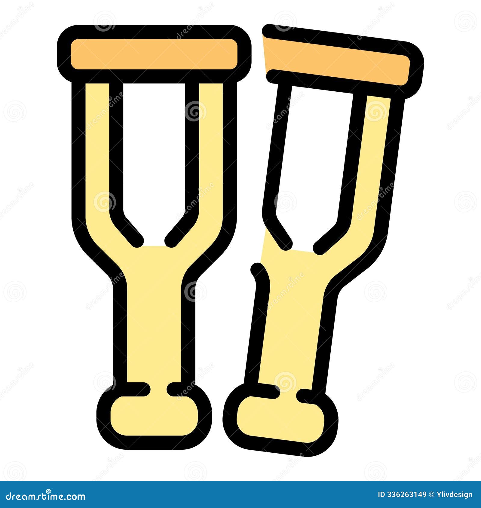 Broken Crutch Icon Representing Difficulty Walking after Injury Stock ...