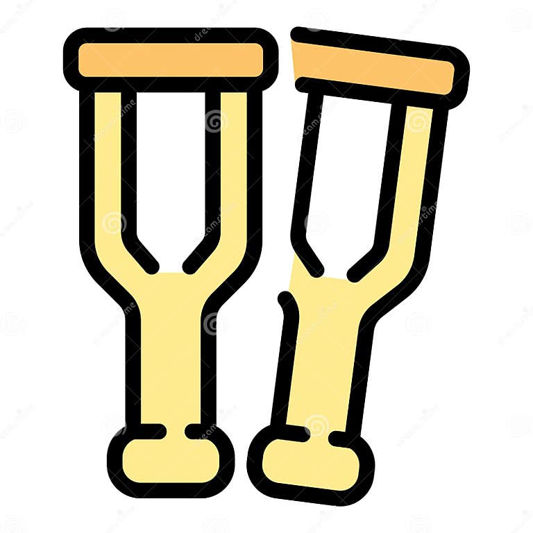 Broken Crutch Icon Representing Difficulty Walking after Injury Stock ...