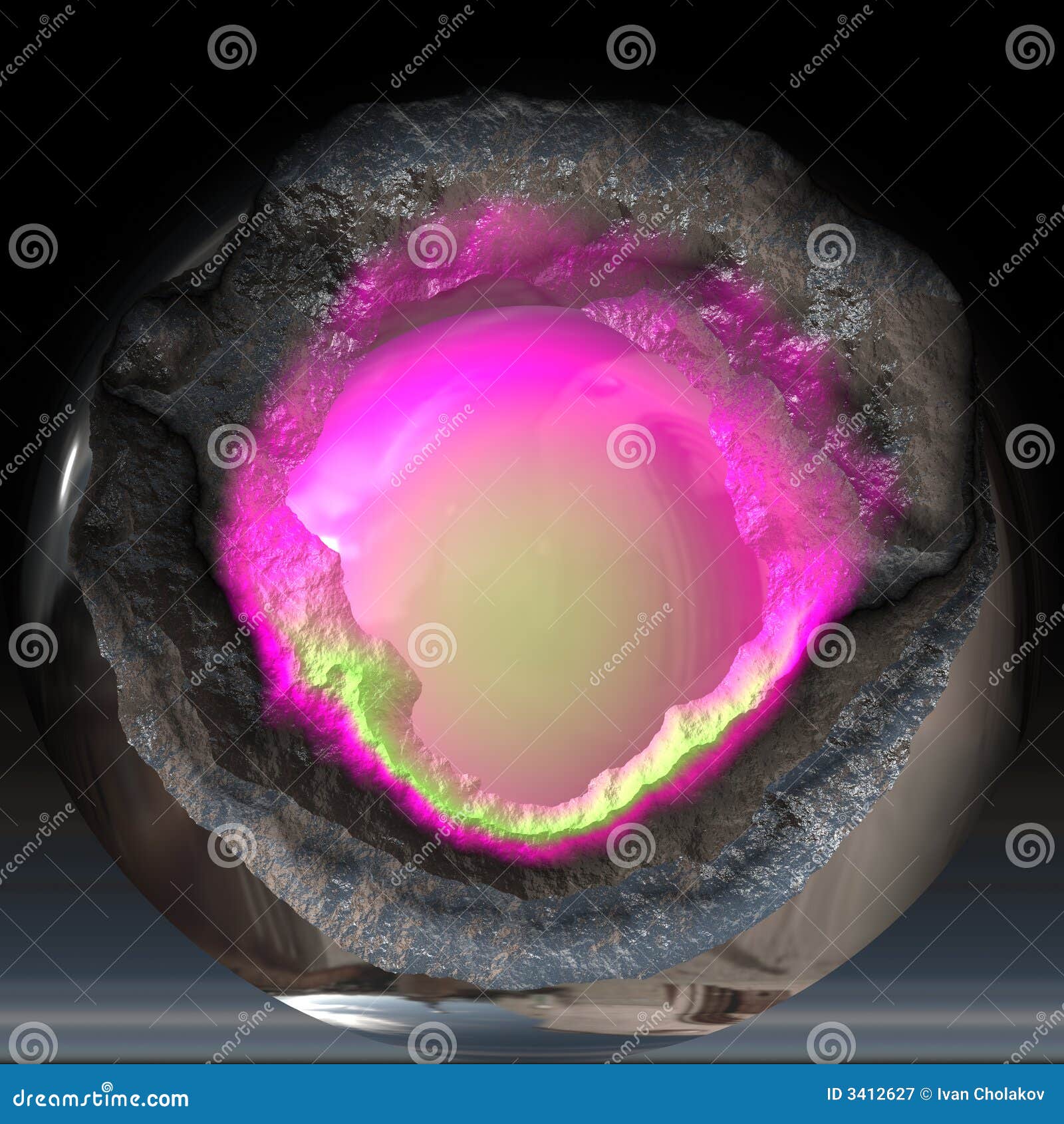 Broken crystal ball stock illustration. Illustration of metal - 3412627