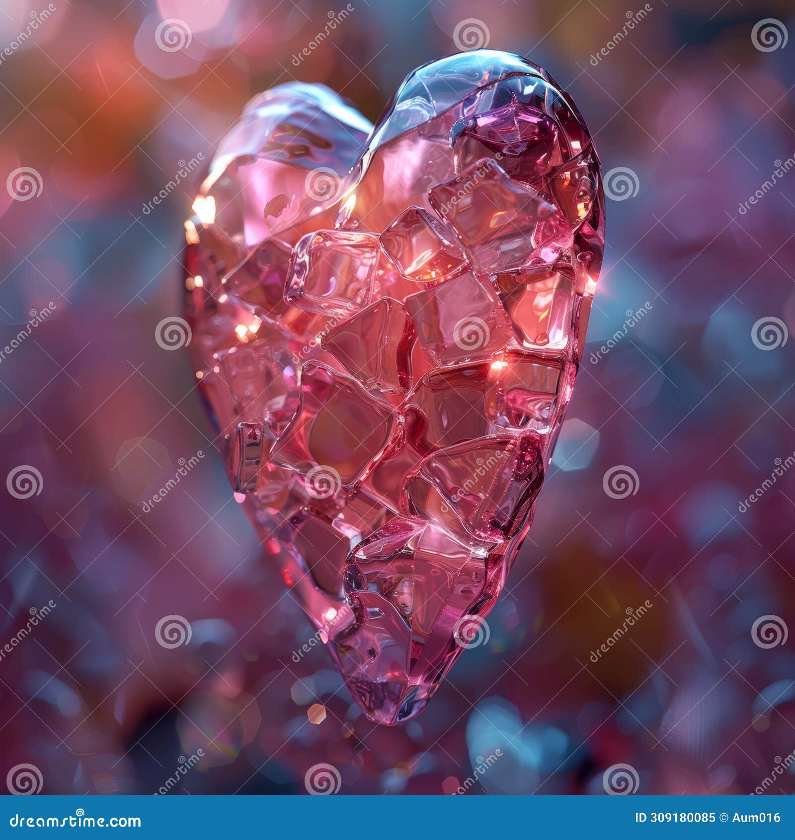 Broken Crystal Heart On A Dark Background With Light Beams. Royalty ...