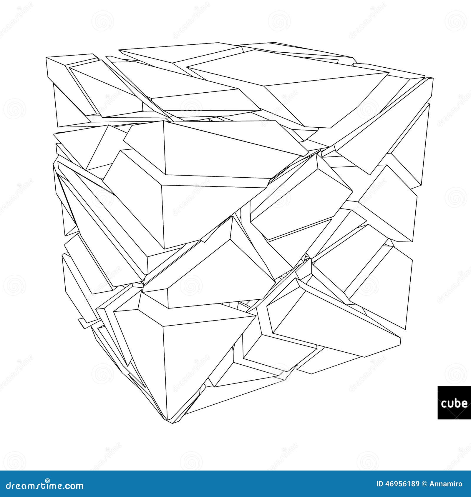 Broken Cube. stock vector. Illustration of effect, industry - 46956189