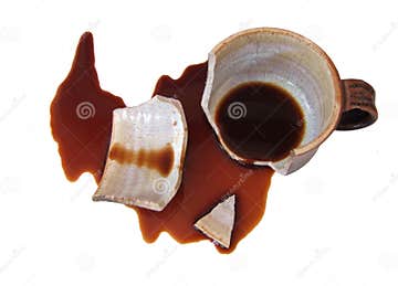 Broken Cup with Spilled Coffee Stock Image - Image of break, chip: 34757903