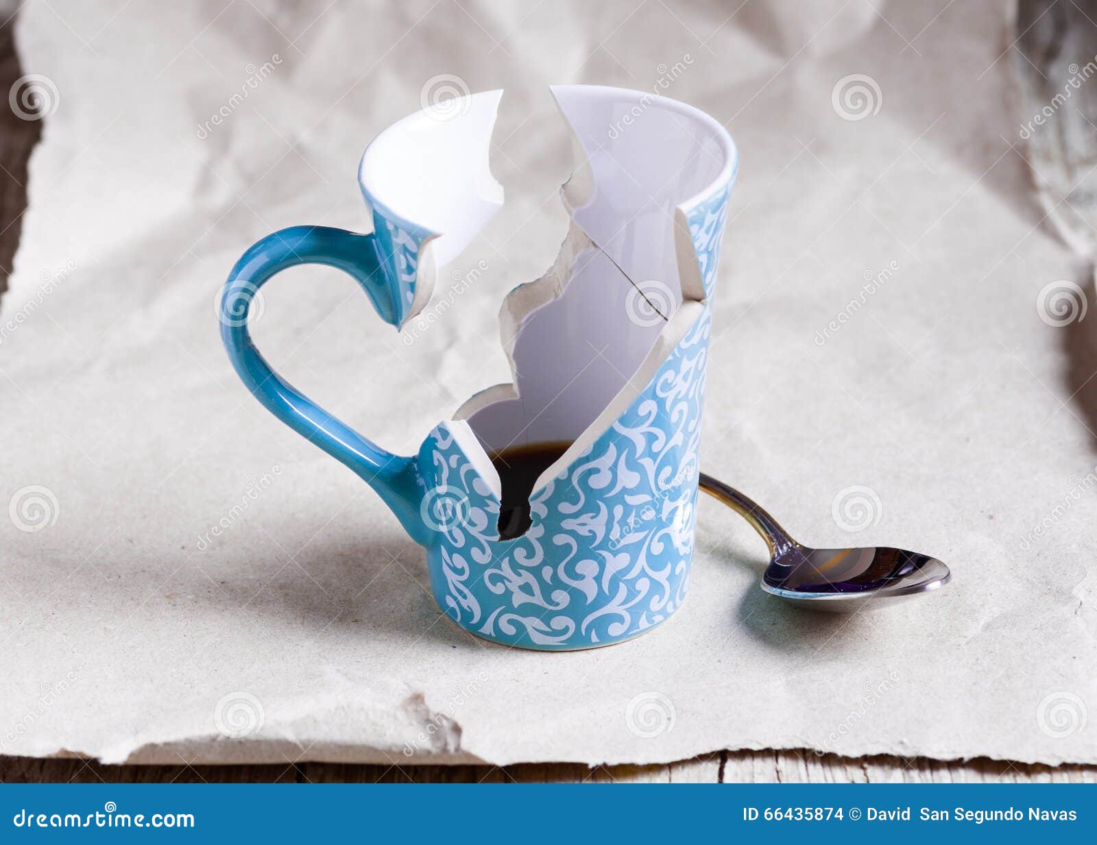 Broken Cup and Stuck Back on Wooden Table Stock Photo - Image of ...
