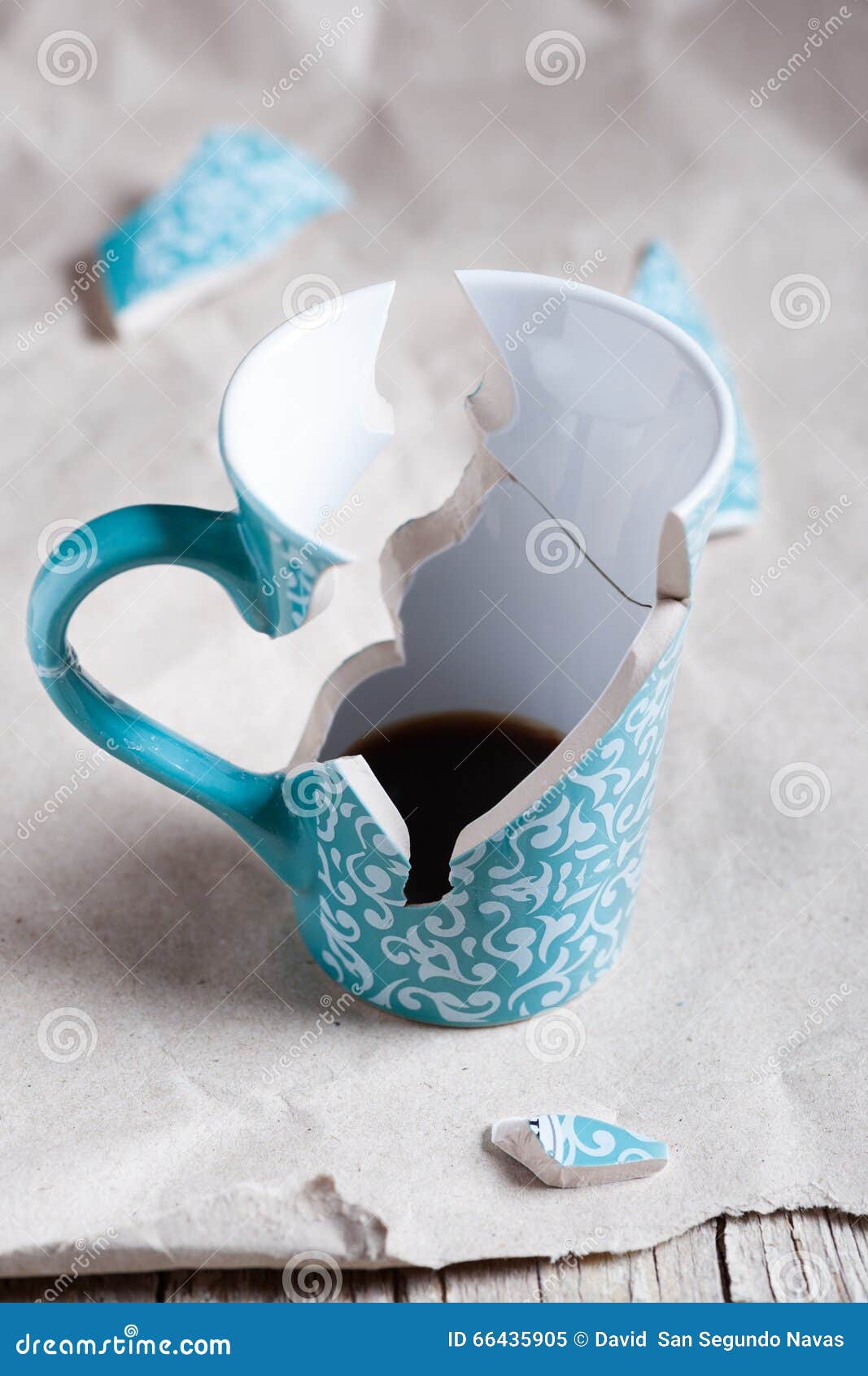 Broken Cup and Stuck Back on Wooden Table Stock Image - Image of ...