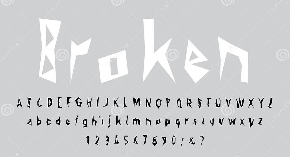 Broken cut font stock vector. Illustration of shift - 339384880