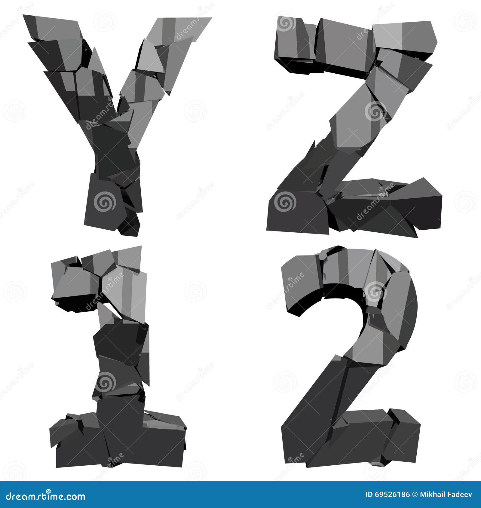 Broken 3D letters stock vector. Illustration of smash - 69526186