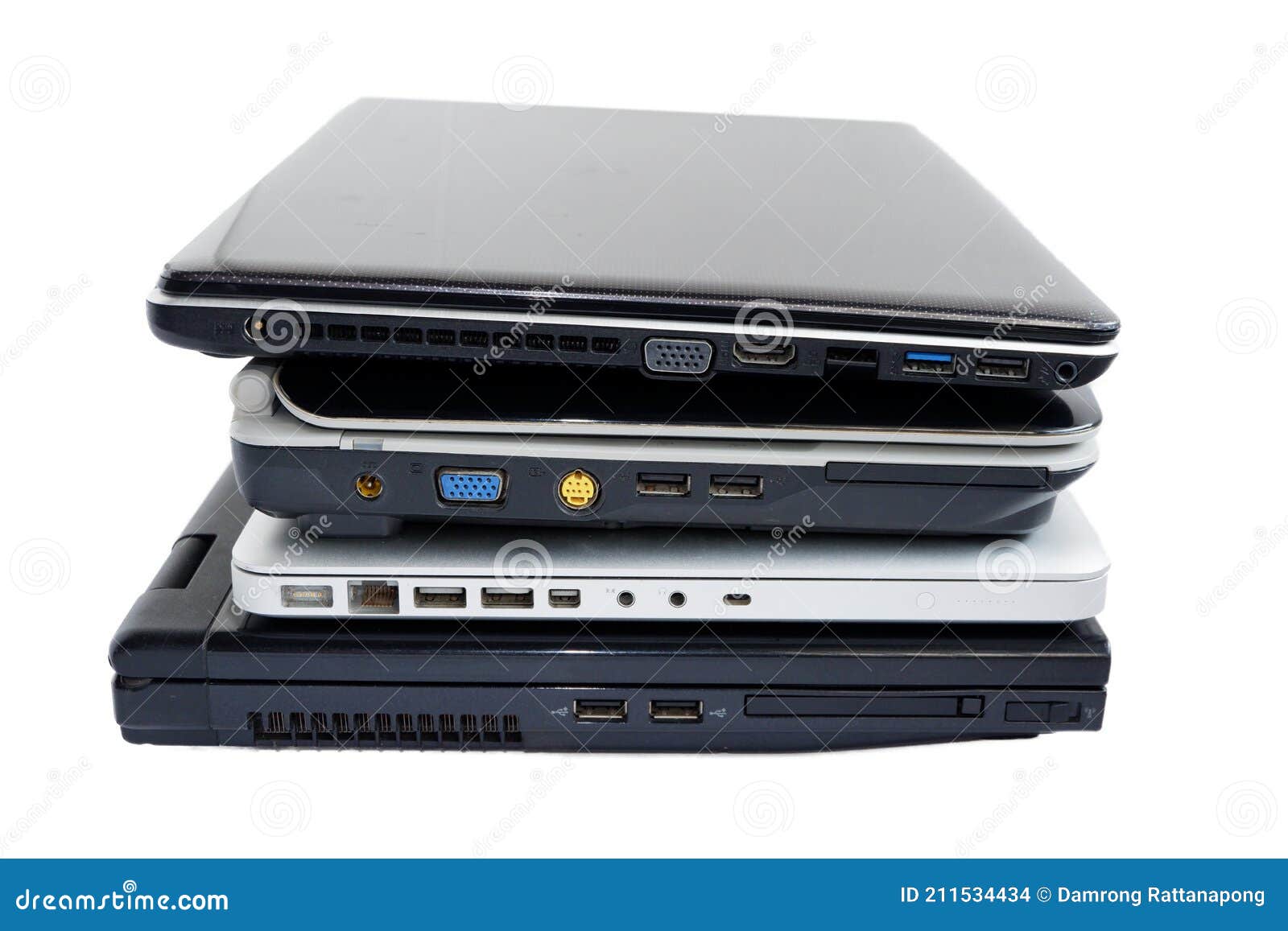 Laptop With Stack Of Folders On Table White Background Royalty-Free ...