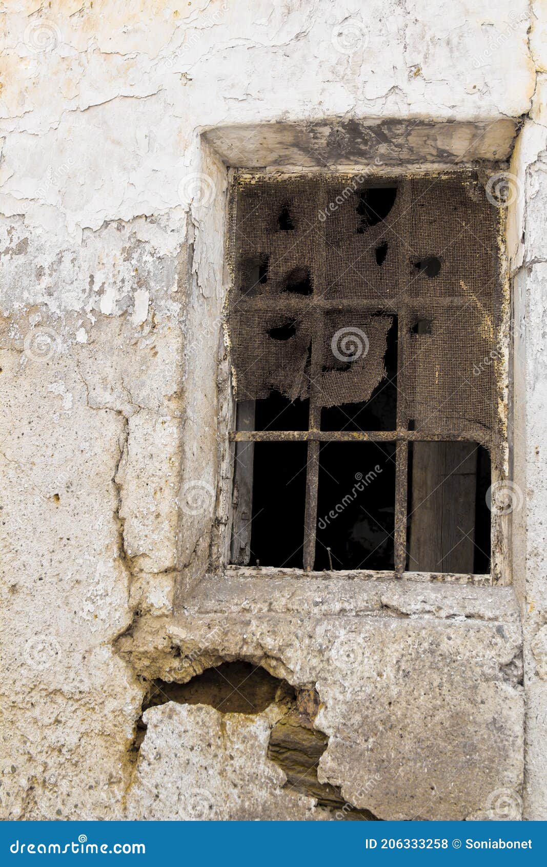 Broken and Damaged Window in an Old House Stock Photo - Image of rock ...