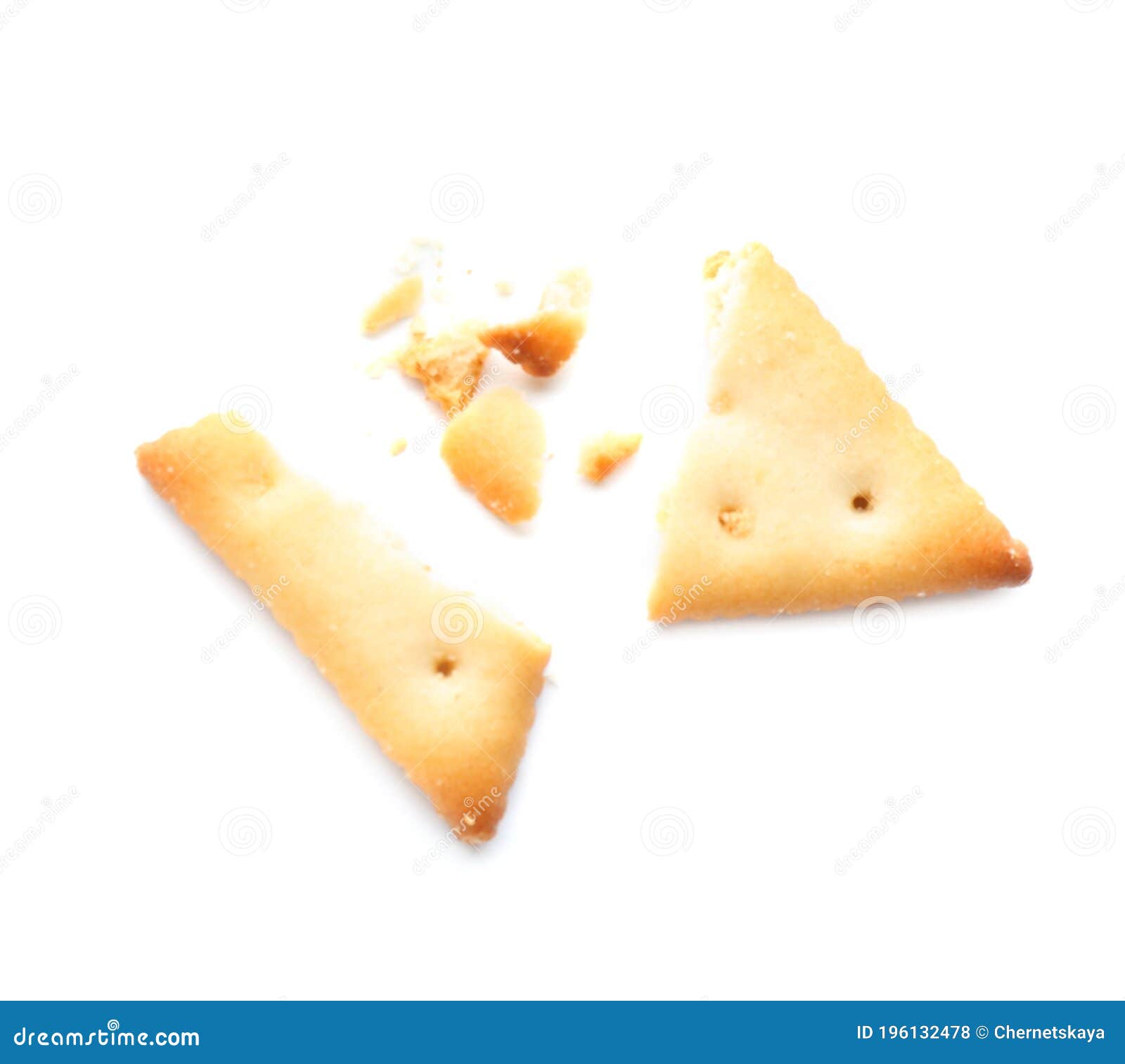 Broken Delicious Crispy Cracker Isolated on White, Top View Stock Photo ...