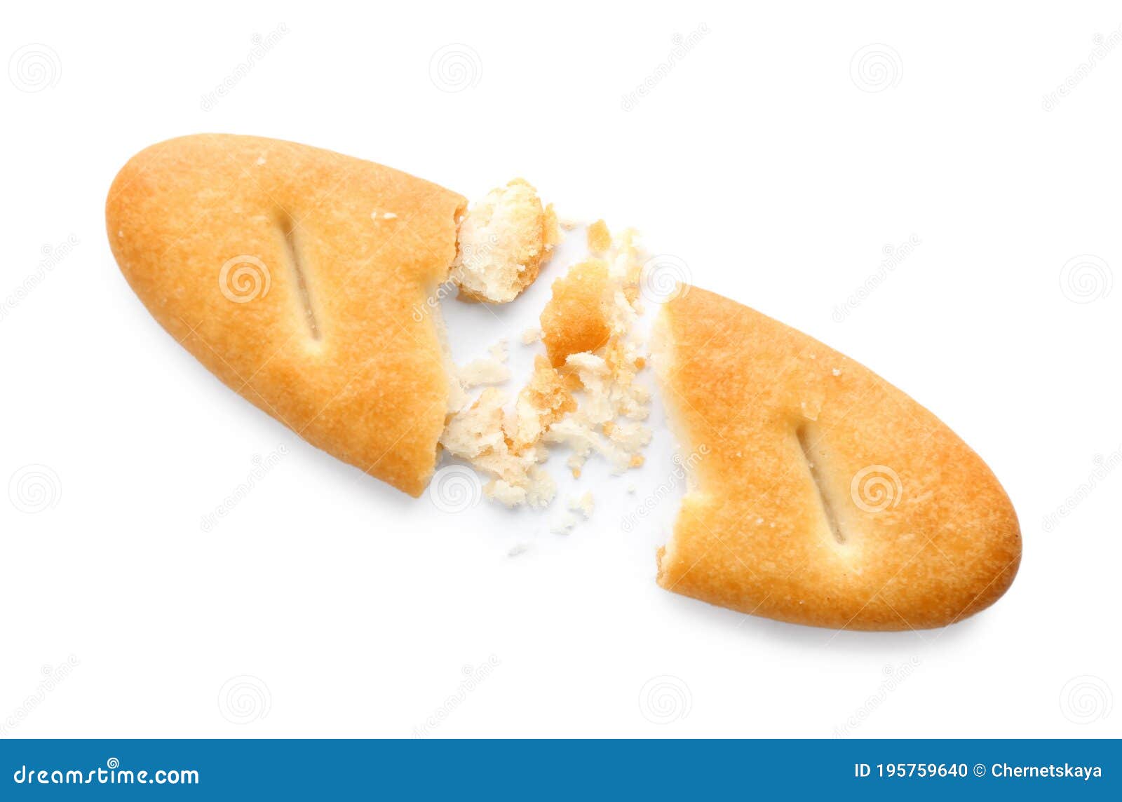 Broken Delicious Crispy Cracker Isolated on White, Top View Stock Photo ...