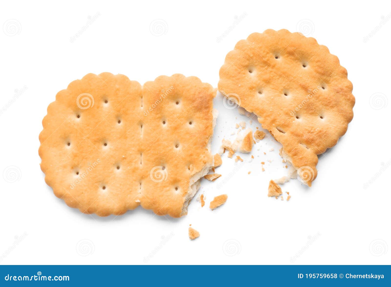 Broken Delicious Crispy Cracker Isolated on White, Top View Stock Photo ...