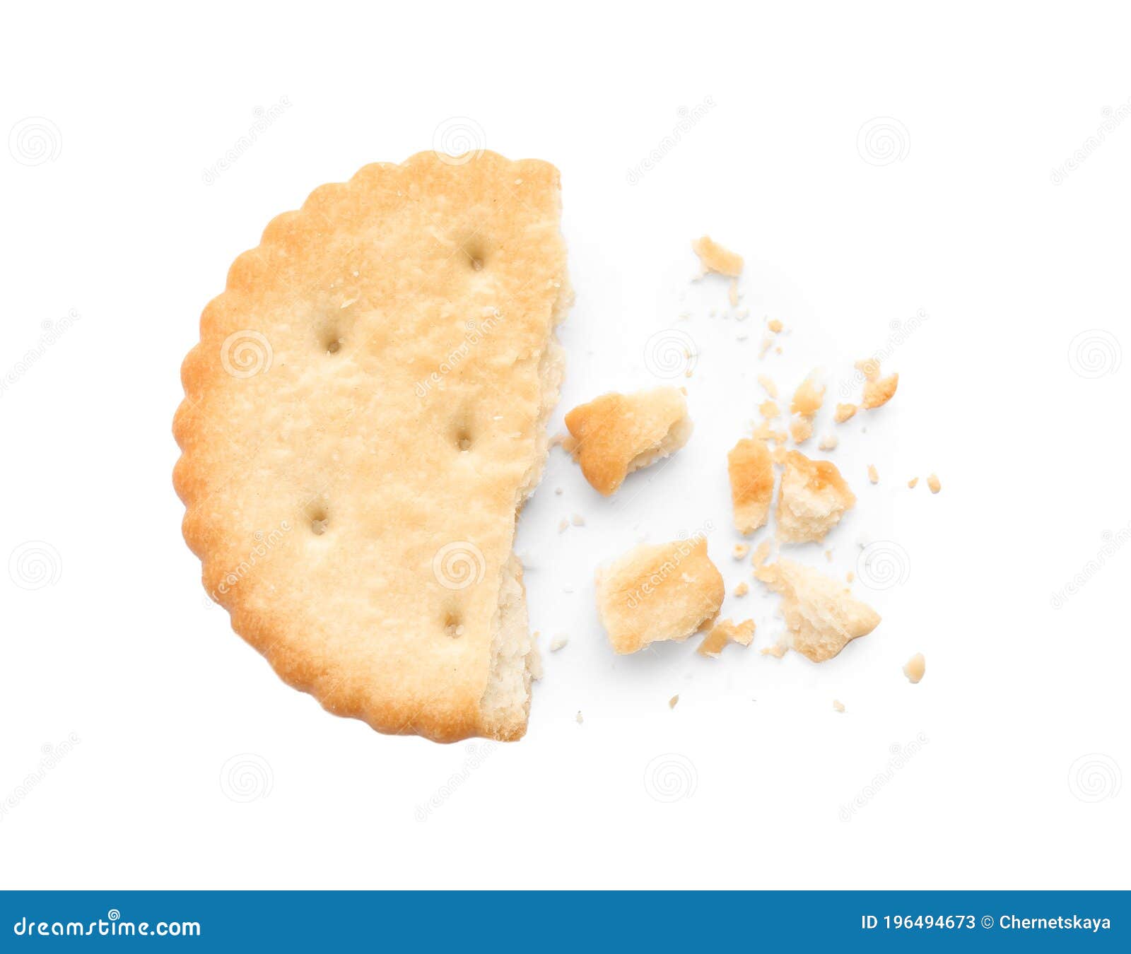 Broken Delicious Crispy Cracker Isolated on White, Top View Stock Image ...
