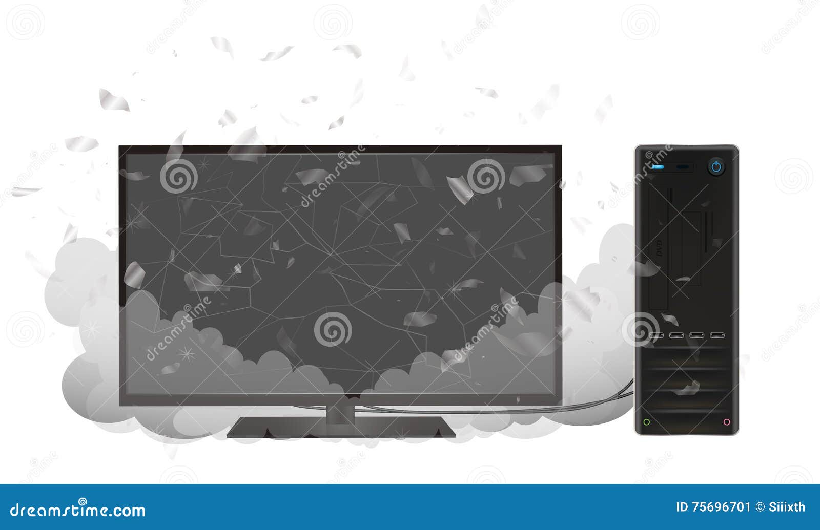 Broken Desktop Personal Computer Stock Vector - Illustration of path ...