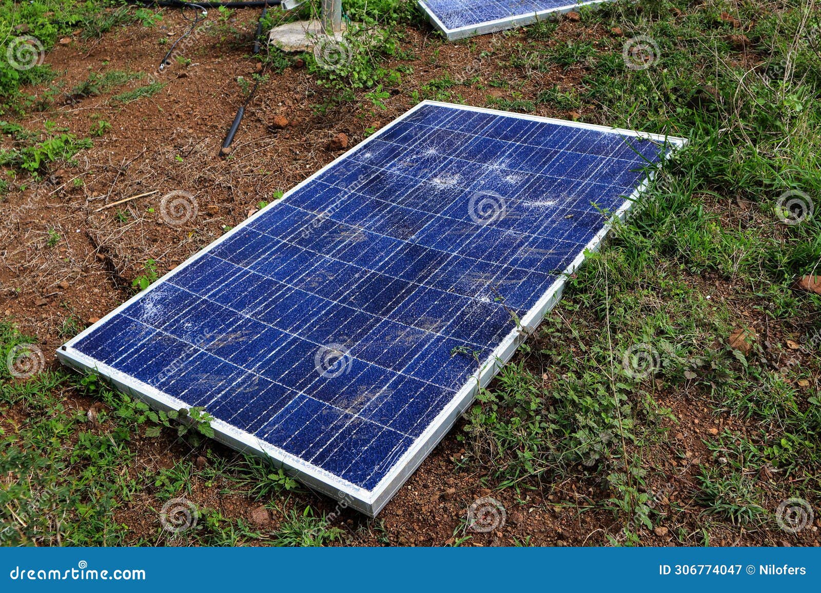 Broken Destroyed Cracked Hole in Solar Panel or Broken Destroyed ...
