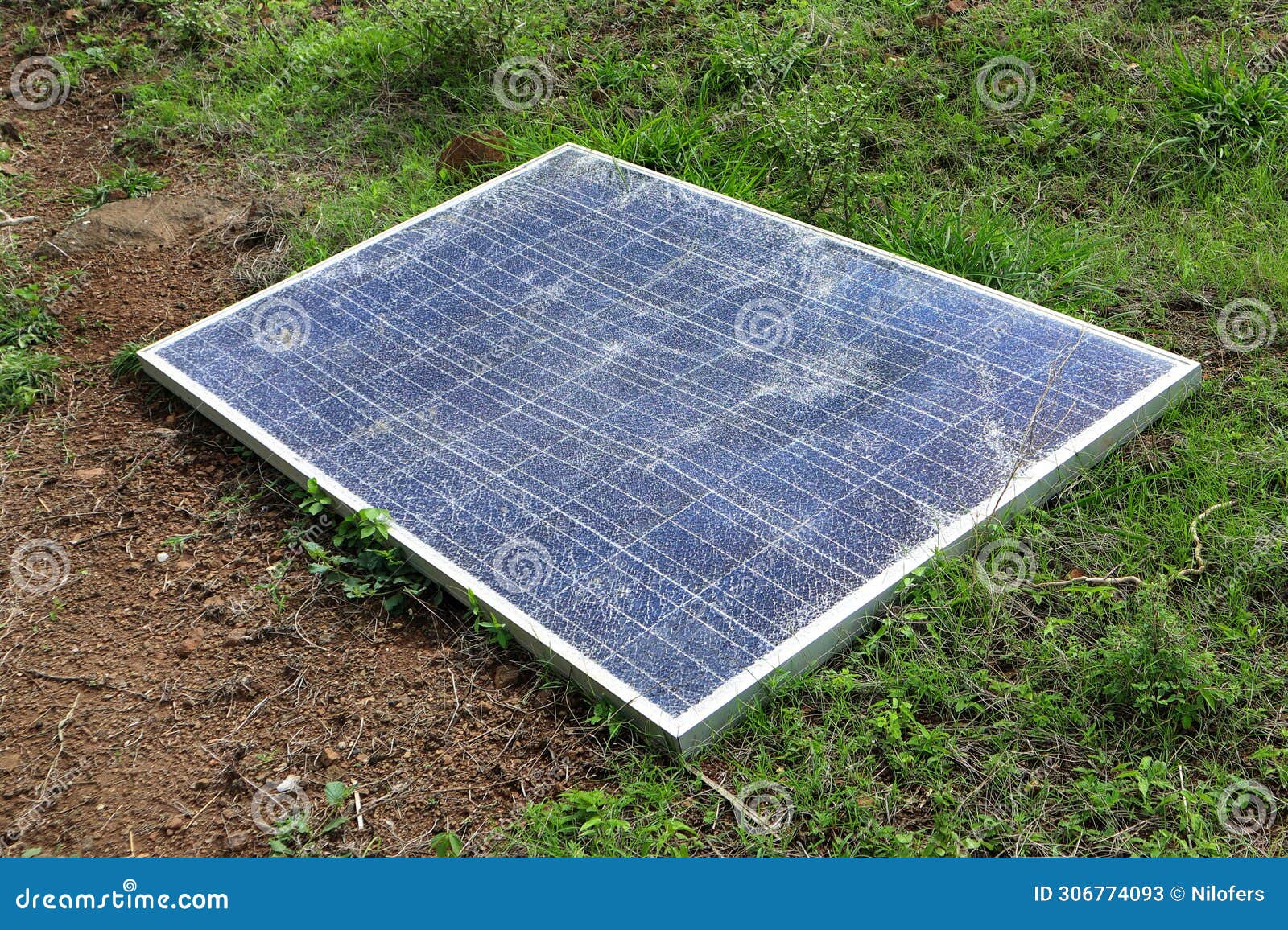 Broken Destroyed Cracked Hole in Solar Panel or Broken Destroyed ...