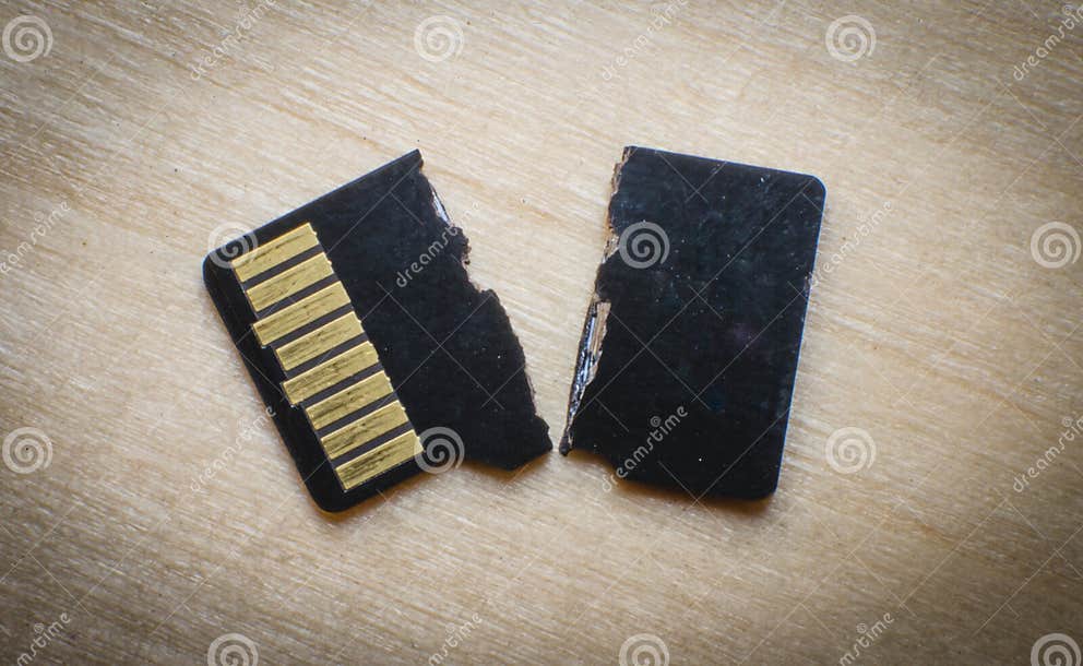 Broken Destroyed Micro Sd Card on White Surface Stock Photo - Image of ...