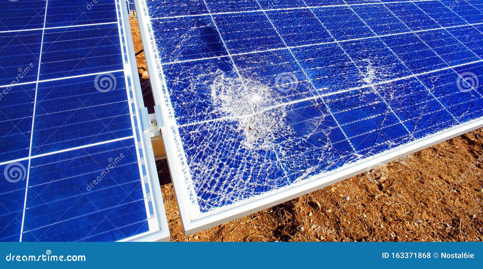 Broken Destroyed Solar Panel Stock Photo - Image of light, industry ...