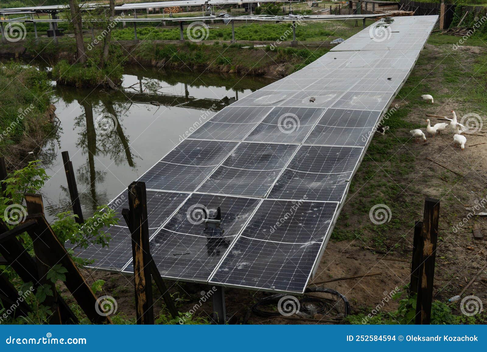 Broken Destroyed Solar Panel Outside after Storm and Hail. Stock Photo ...