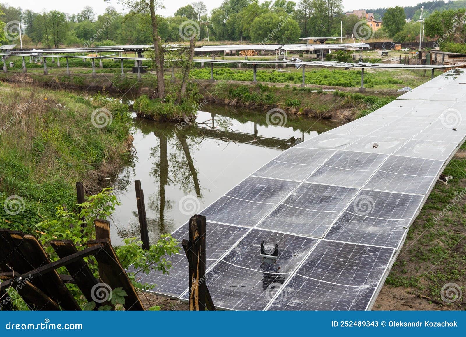Broken Destroyed Solar Panel Outside after Storm and Hail Stock Image ...