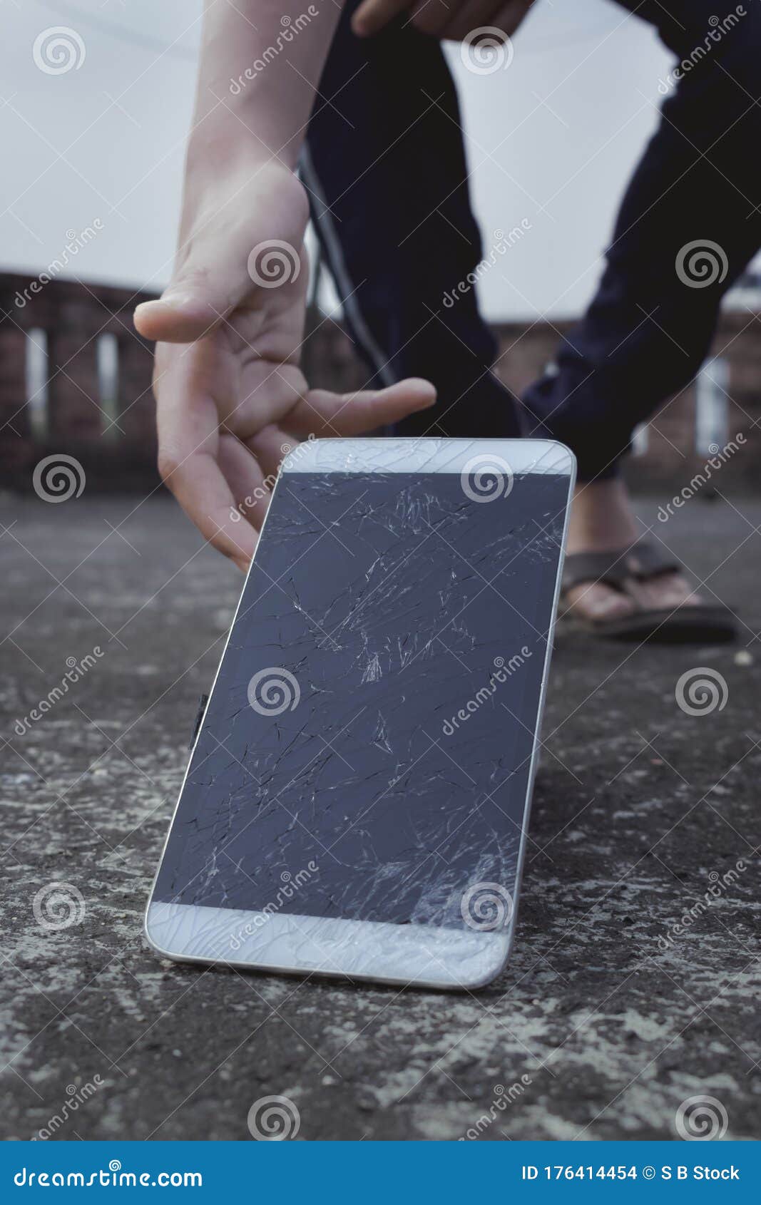 Broken Device Screen of a Mobile Phone. Cracked Touch Screen of Digital ...