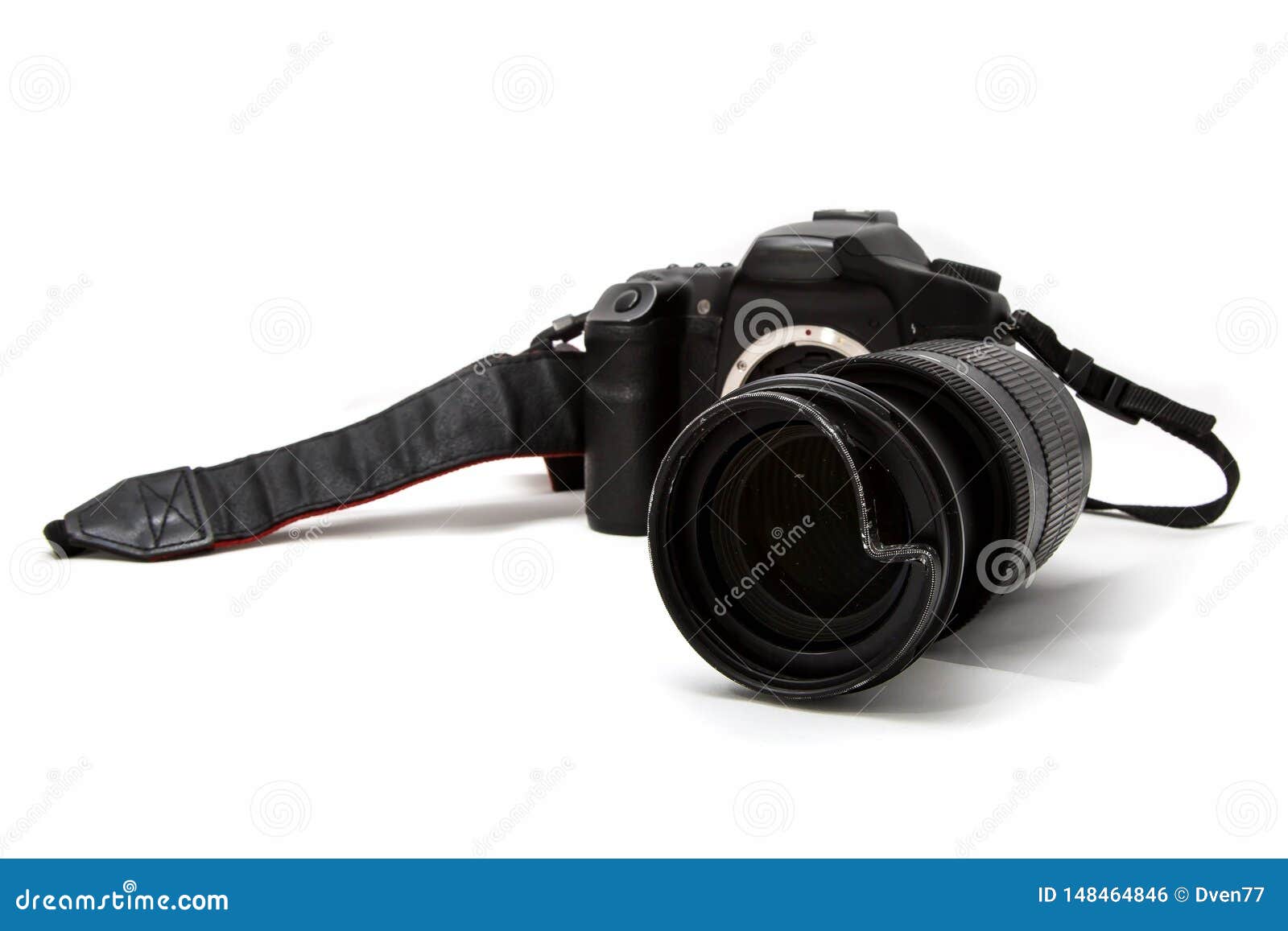 Broken Digital SLR Camera, Dented Protective Filter on the Zoom Lens ...