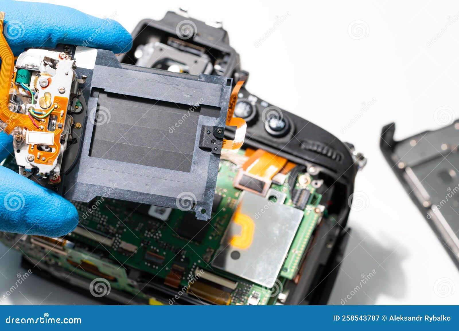 Broken Digital SLR Photo Camera Repair. Replacing the Camera Shutter ...