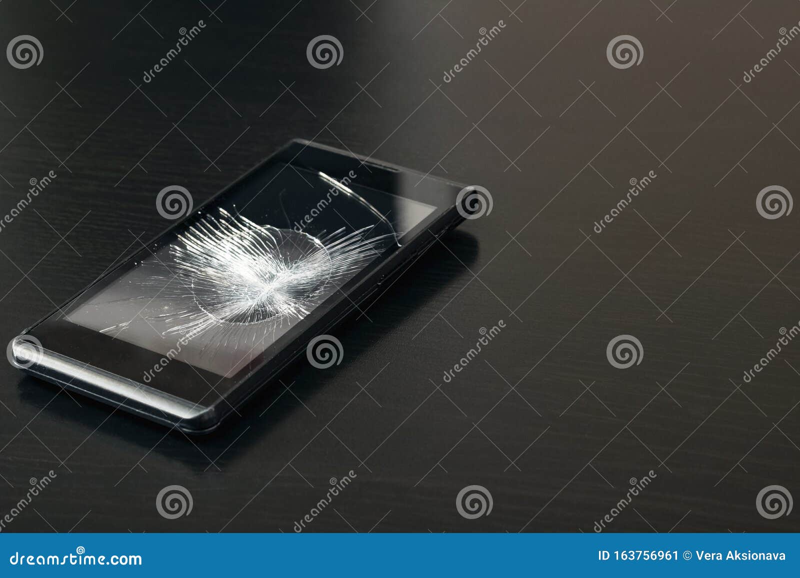 Broken Display Phone on a Wooden Table Stock Image - Image of ...