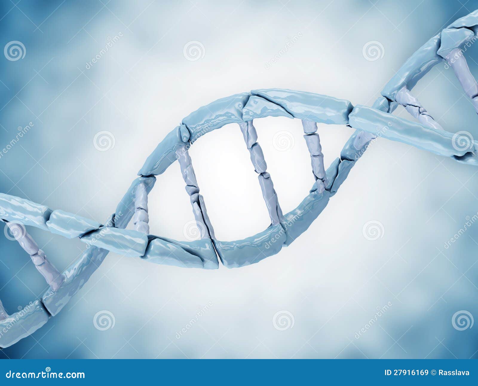 Broken DNA on Blue Background Stock Illustration - Illustration of ...