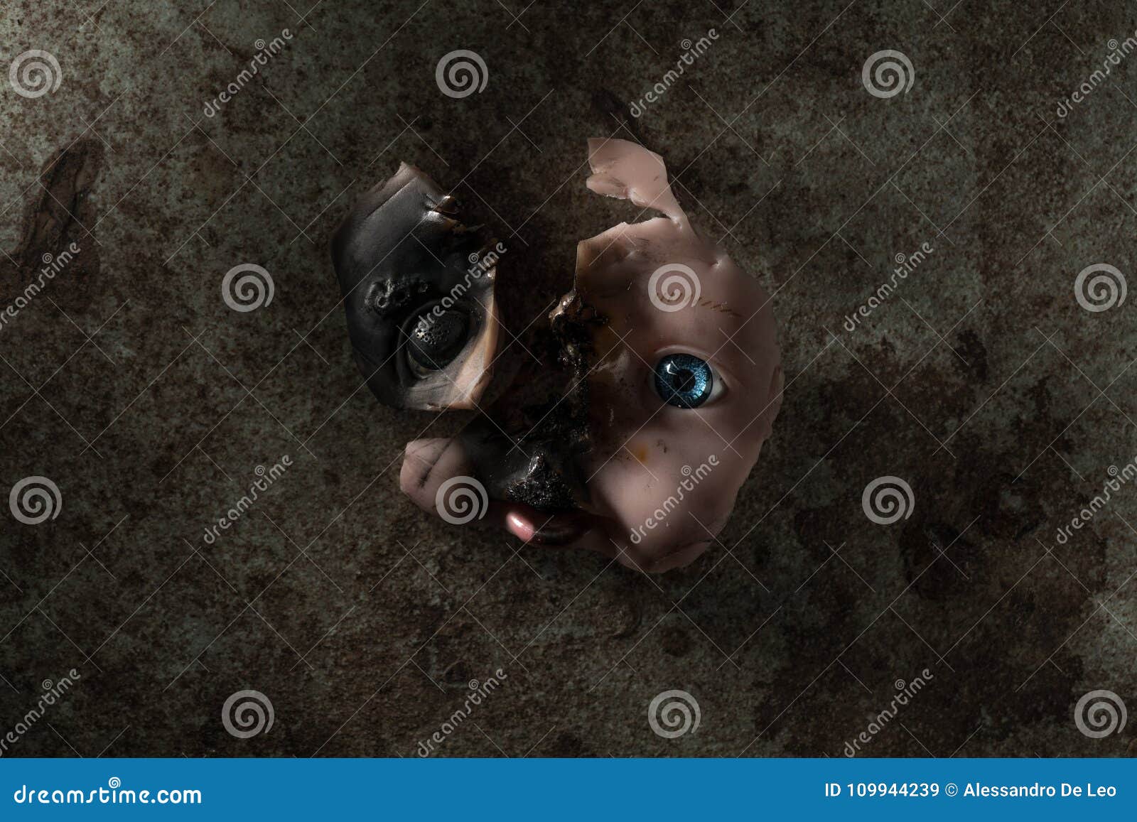 Broken Doll Face stock image. Image of burned, doll - 109944239