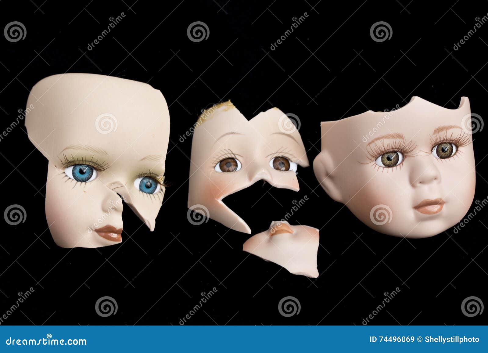 Broken Doll Parts On Black Background Stock Image | CartoonDealer.com ...