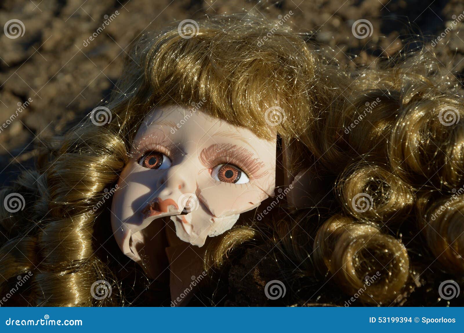 Broken Doll Head on the Ground Stock Photo - Image of abuse, fright ...