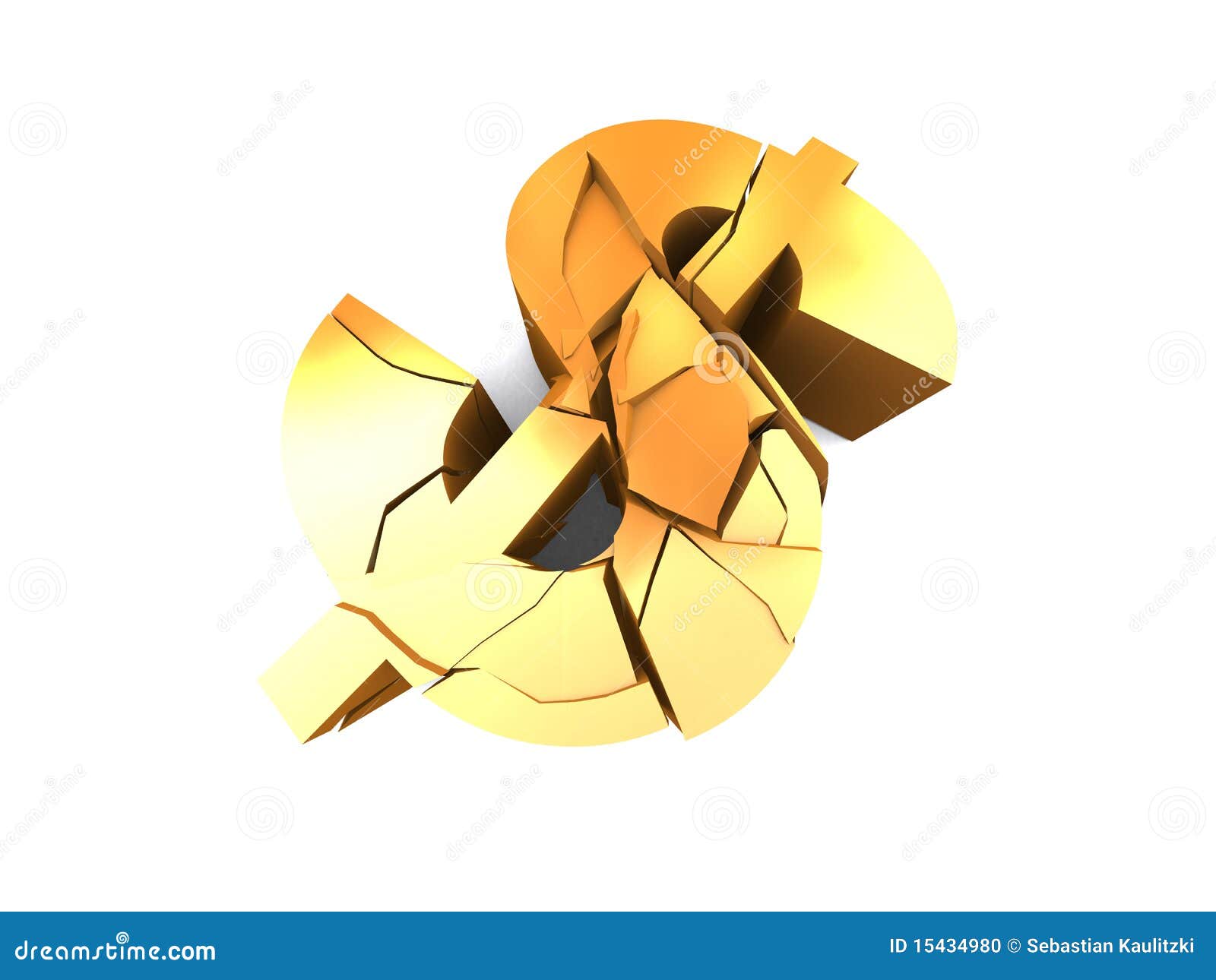 Broken dollar stock illustration. Illustration of failing - 15434980