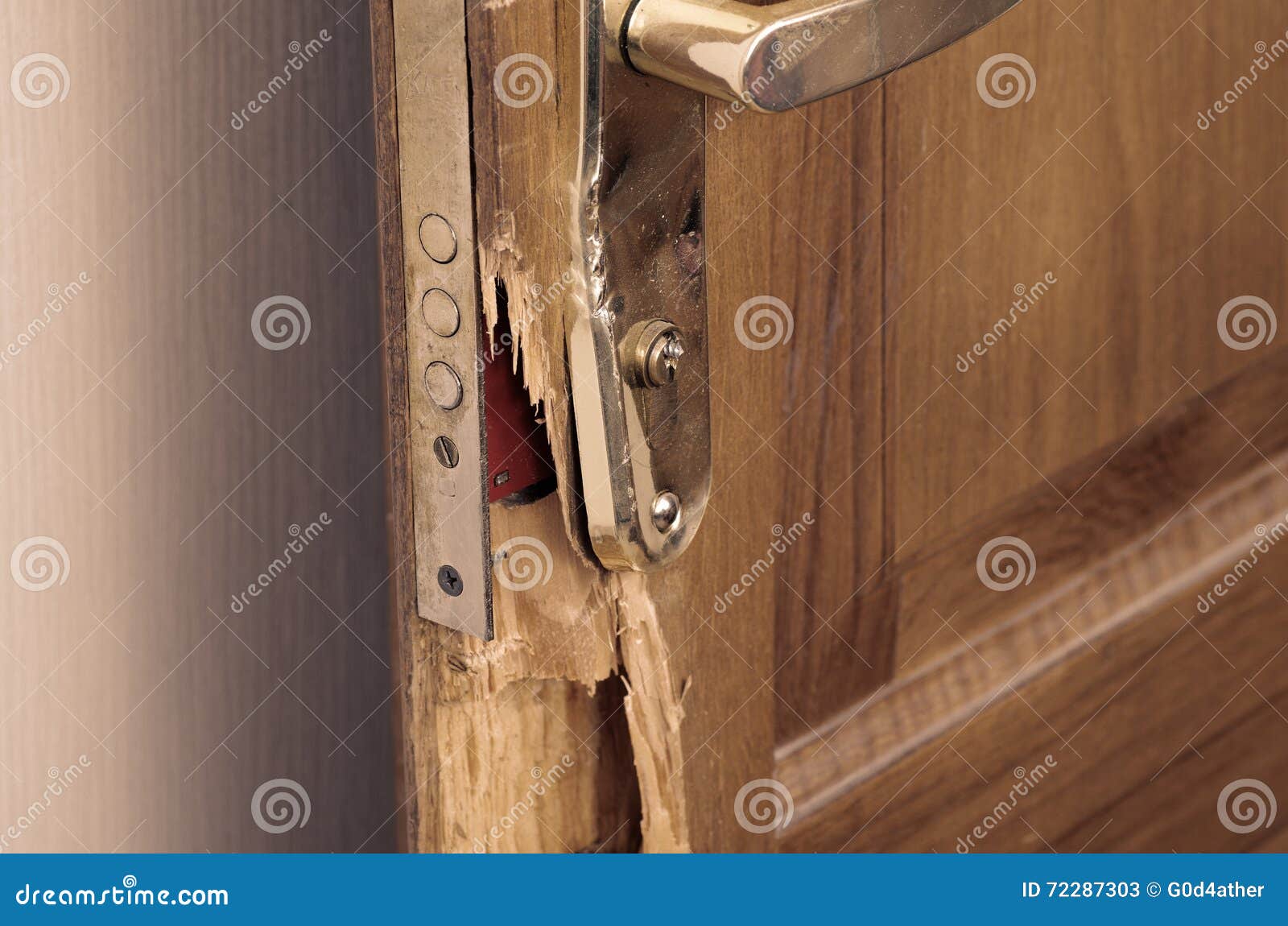 Broken door stock image. Image of piece, insert, lock - 72287303