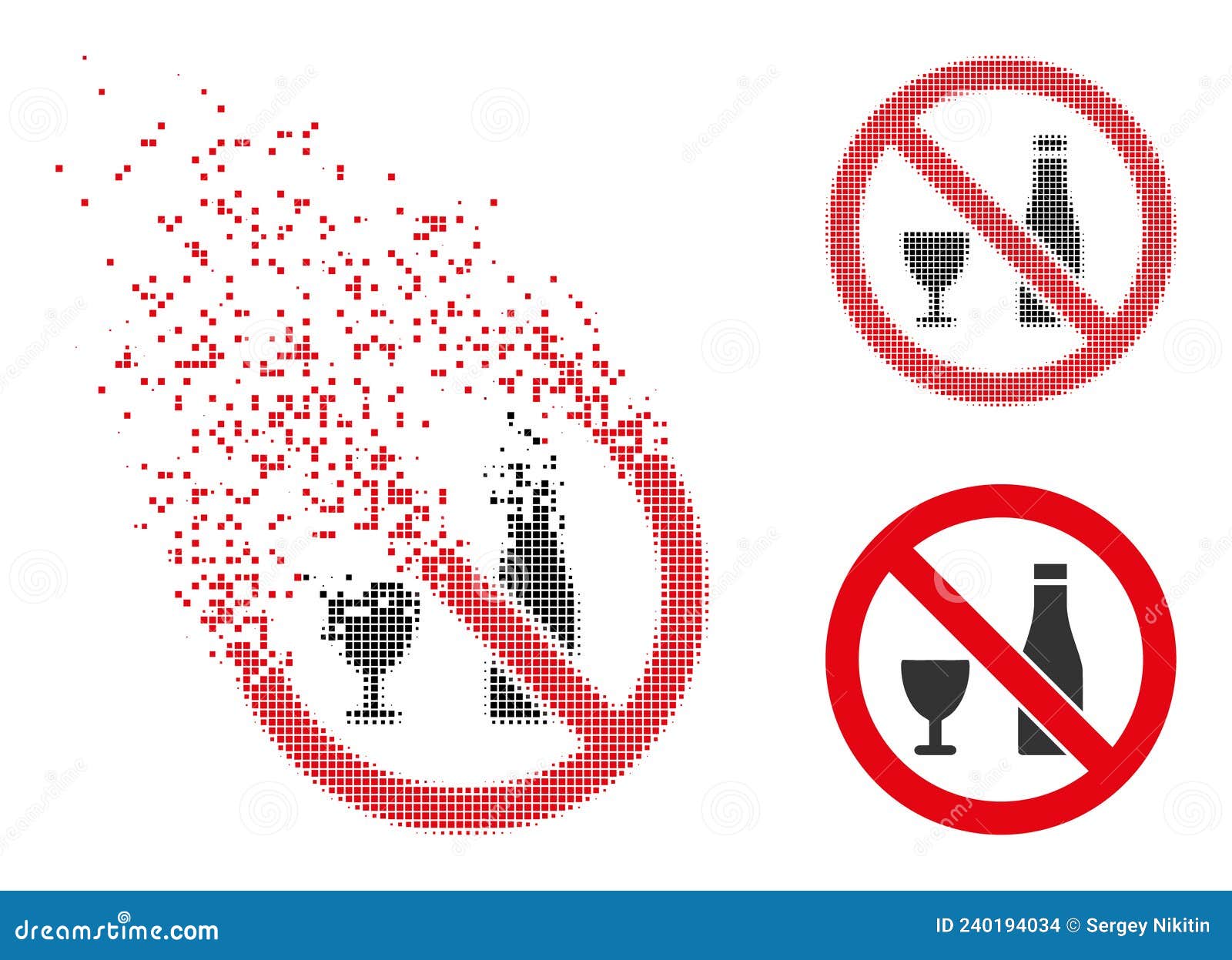 Broken Dot and Original Forbid Alcohol Icon Stock Vector - Illustration ...