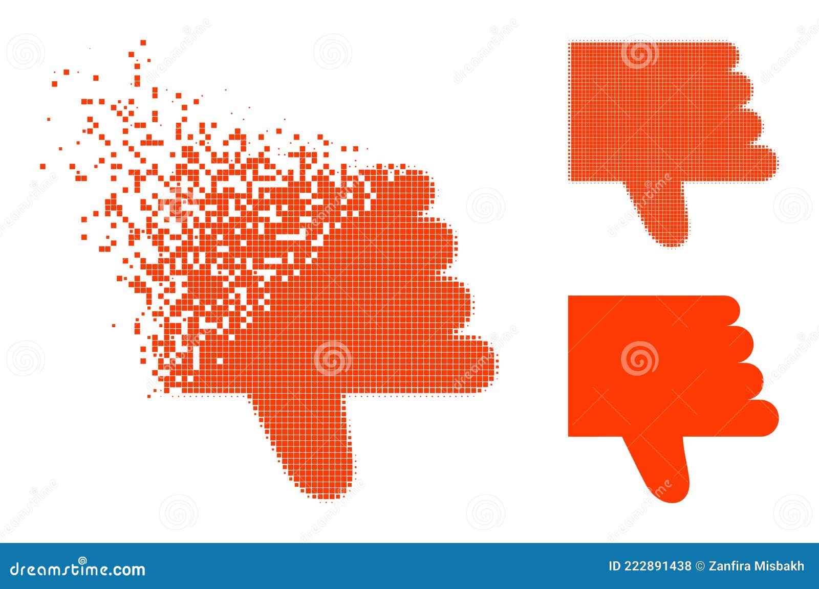 Broken Dot Thumb Down Glyph with Halftone Version Stock Vector ...