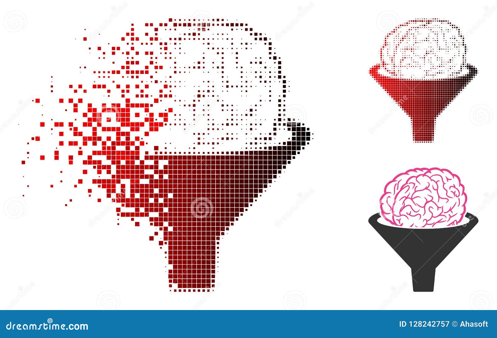 Broken Dotted Halftone Brain Filter Icon Stock Vector - Illustration of ...
