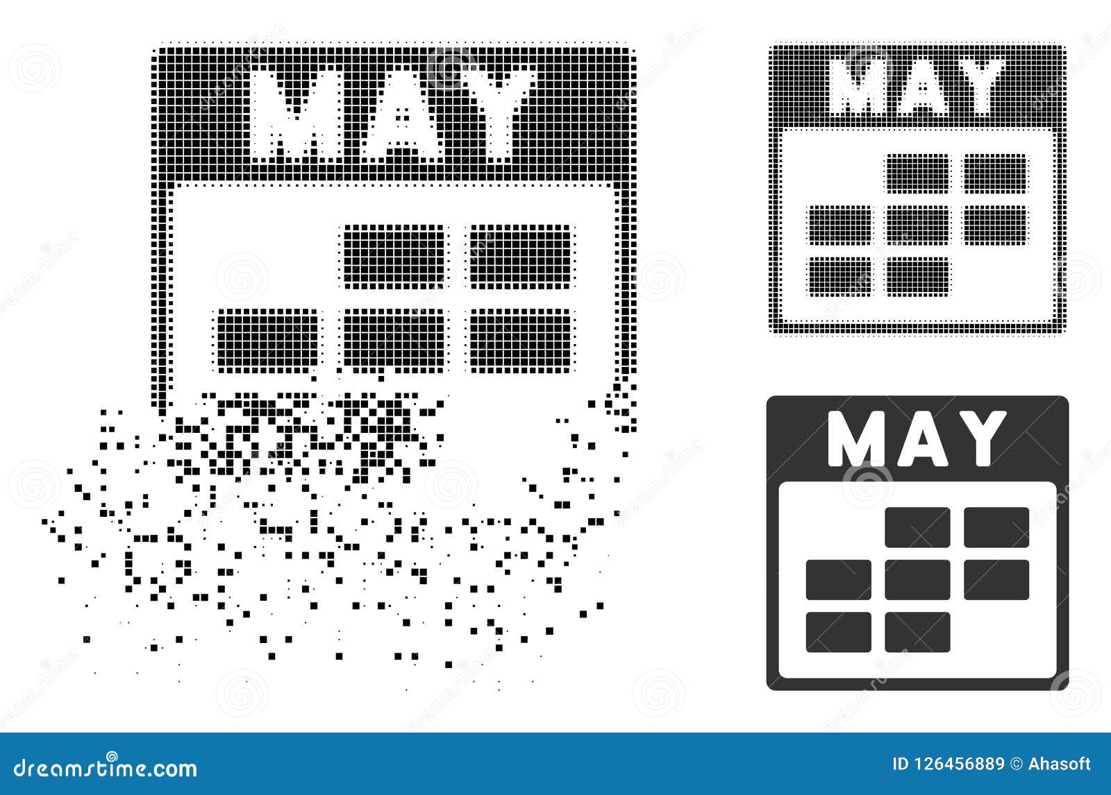 Broken Dotted Halftone May Calendar Grid Icon Stock Vector ...