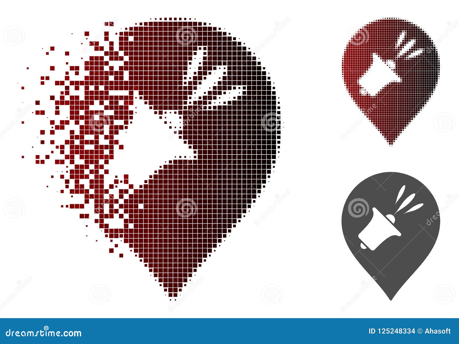 Broken Dotted Halftone Megaphone Map Marker Icon Stock Vector ... Broken Dotted Halftone Megaphone Map Marker Icon Stock Vector ...