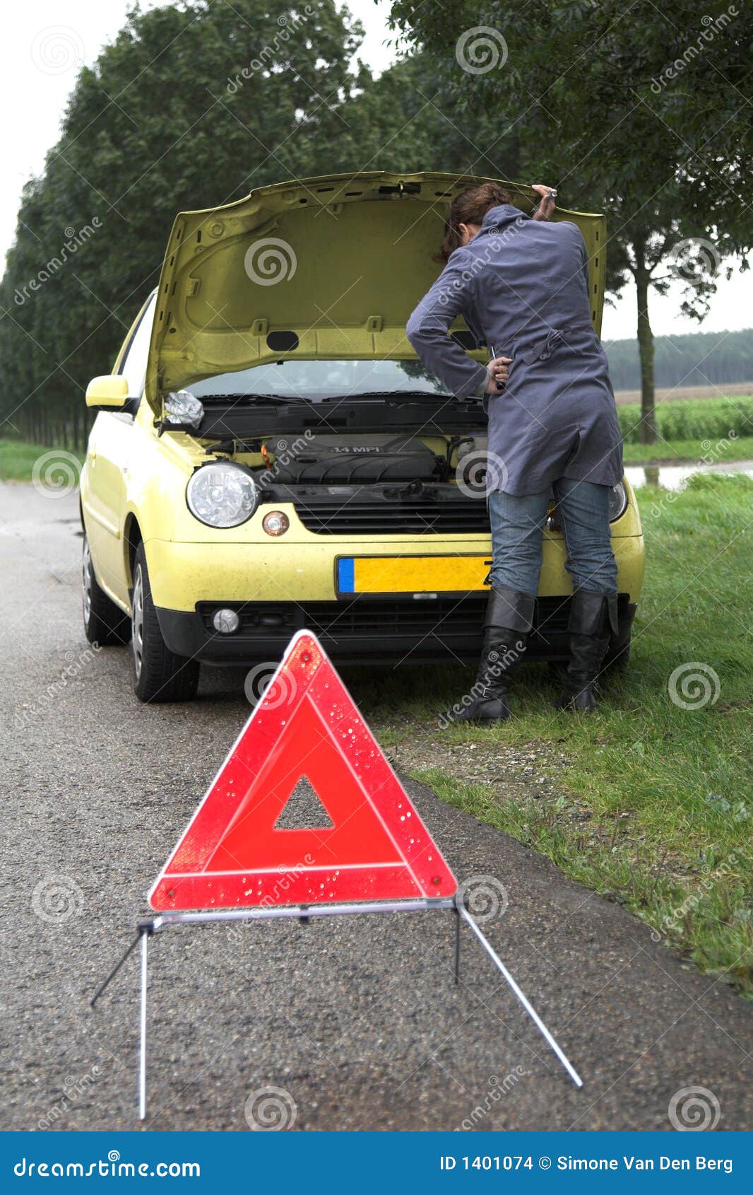 Broken down car stock photo. Image of feminine, auto, broken - 1401074