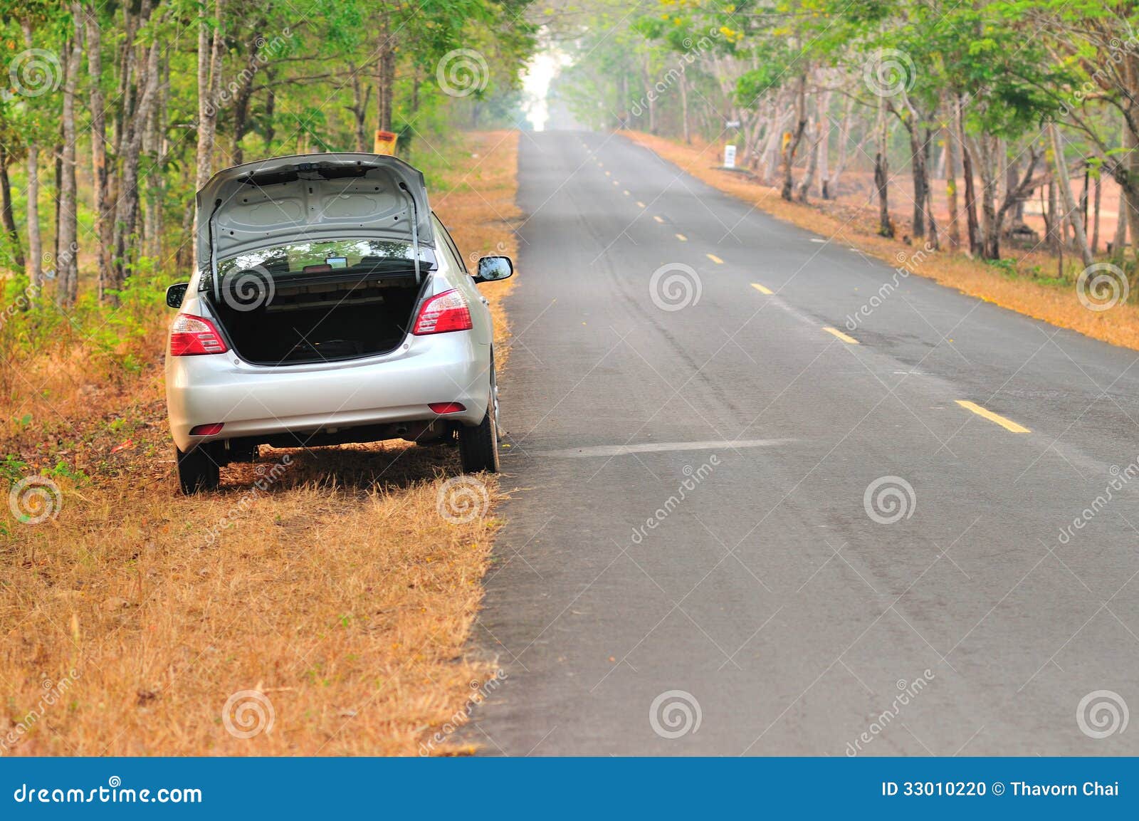 Broken-down Car on an Asphalt Road Stock Photo - Image of help, outside ...