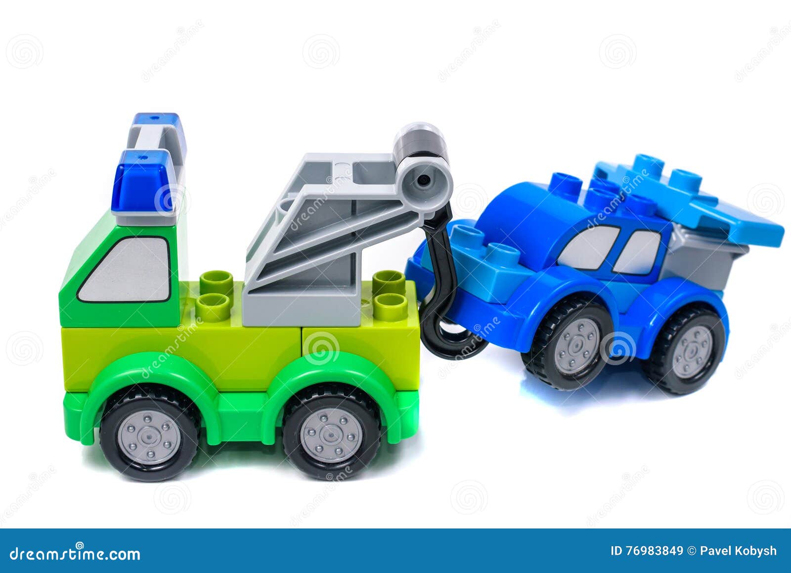 Broken Down Car Being Towed 3D Illustration. Stock Image - Image of ...