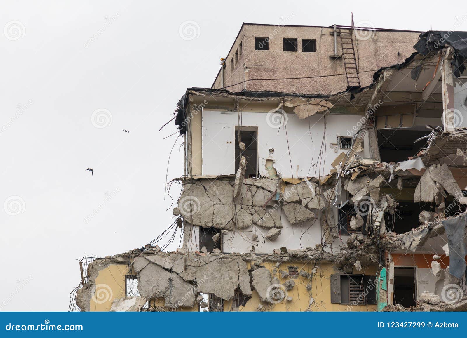 Broken Down Large Building during Demolition - Image Stock Image ...