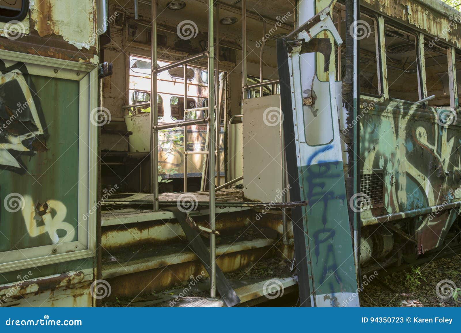 Broken down trolley car stock image. Image of damage - 94350723