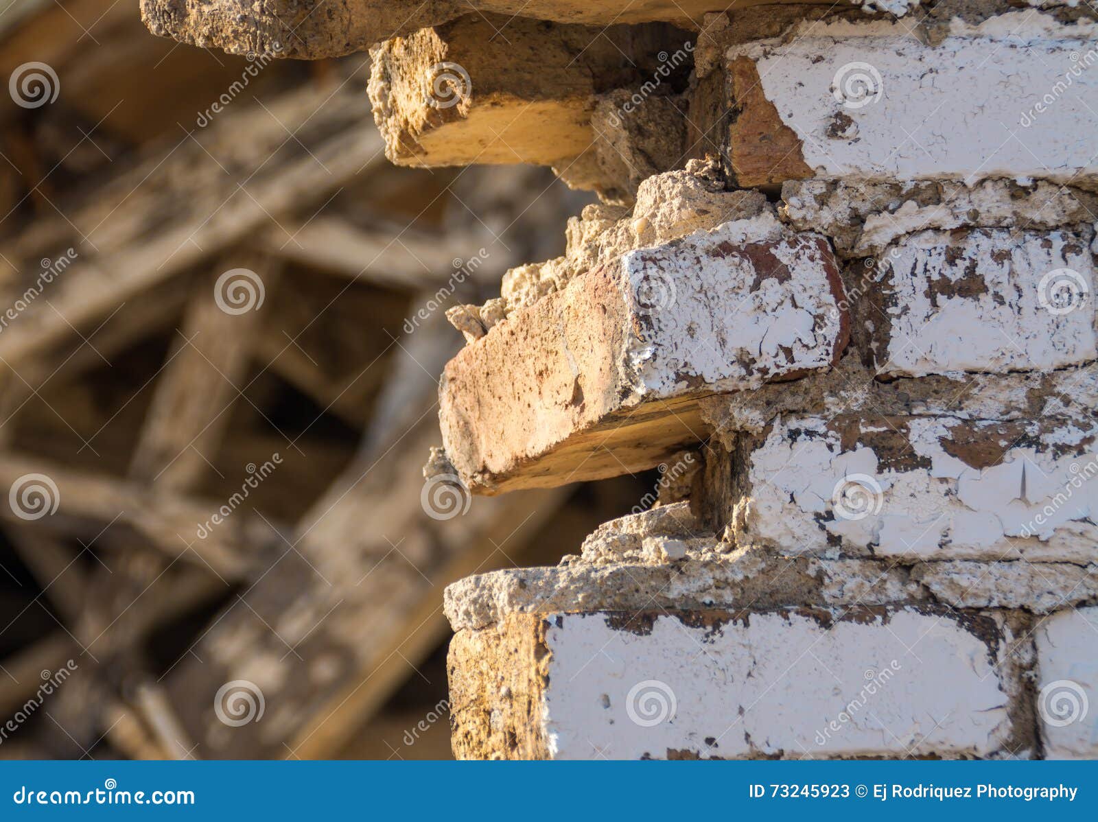 Broken down wall. stock image. Image of brickwork, design - 73245923