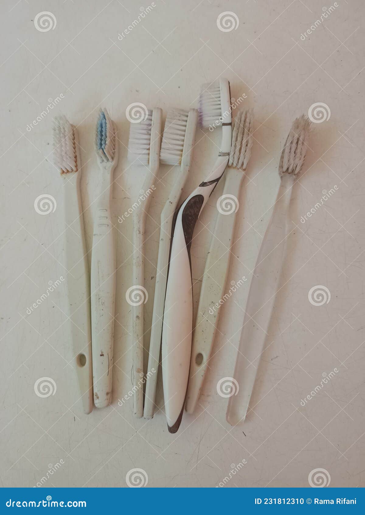 Broken and Dull Toothbrush with White Handle Stock Photo - Image of ...