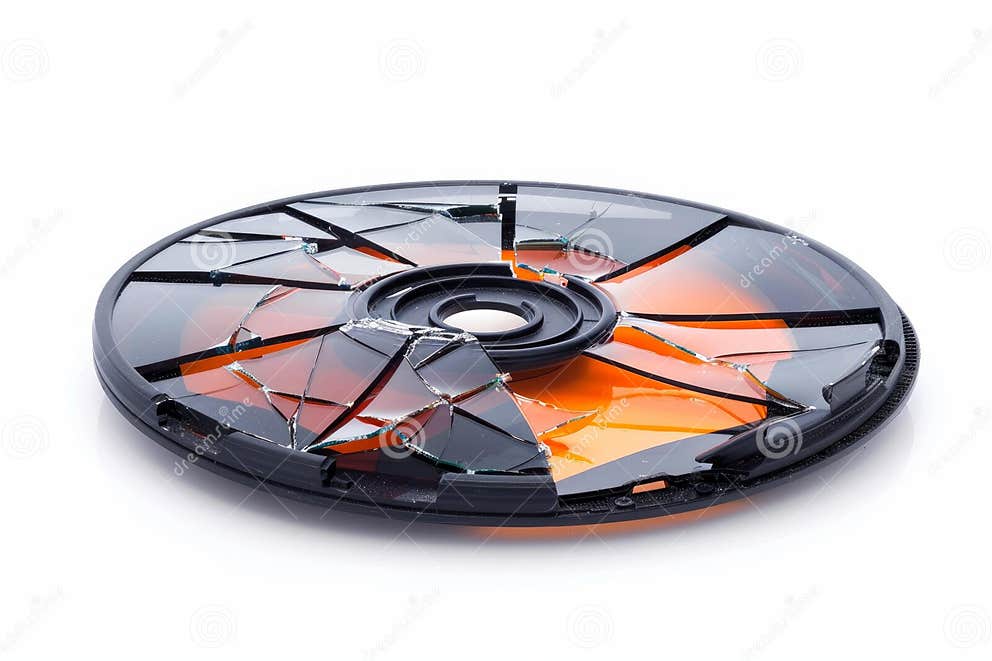 Broken Dvd Disc is Lying on White Background Stock Image - Image of ...