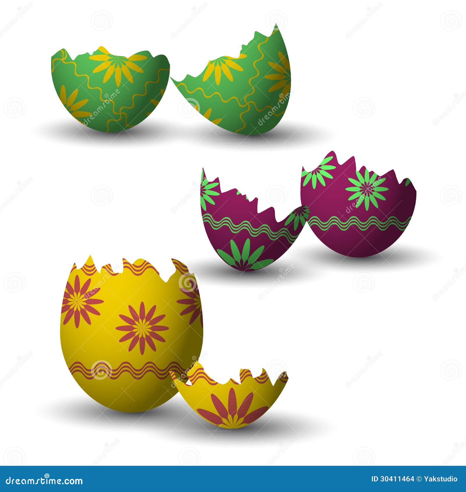 Broken Easter Egg. White 3d Shell. Break Or Open Chicken Eggshell, Half ...