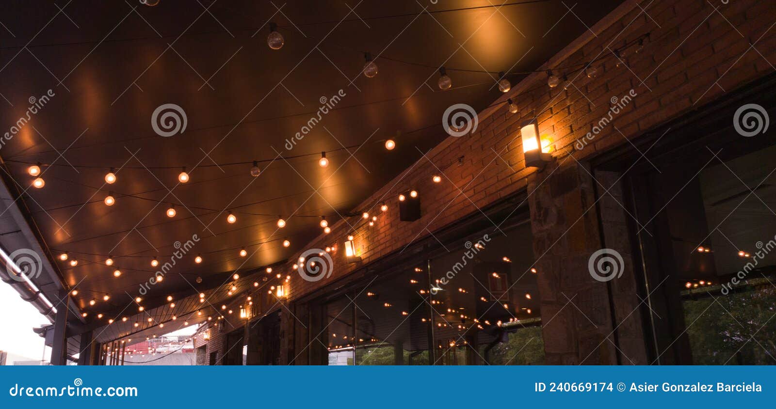 Broken Effect on a Terrace Full of Lights Stock Photo - Image of ...